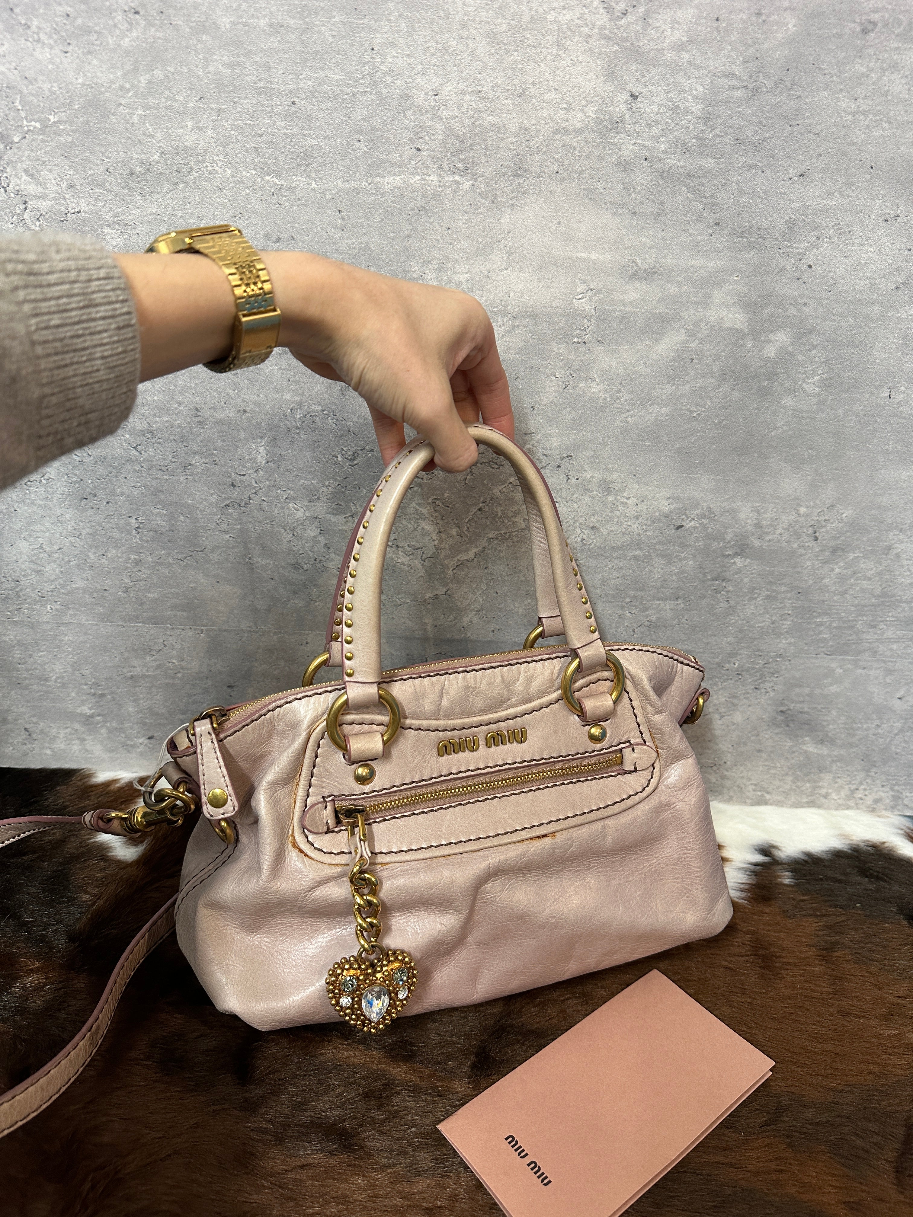 Miu Miu “Motor Bag” Small Size 💗 | With Original Strap & Crystal Hear ...