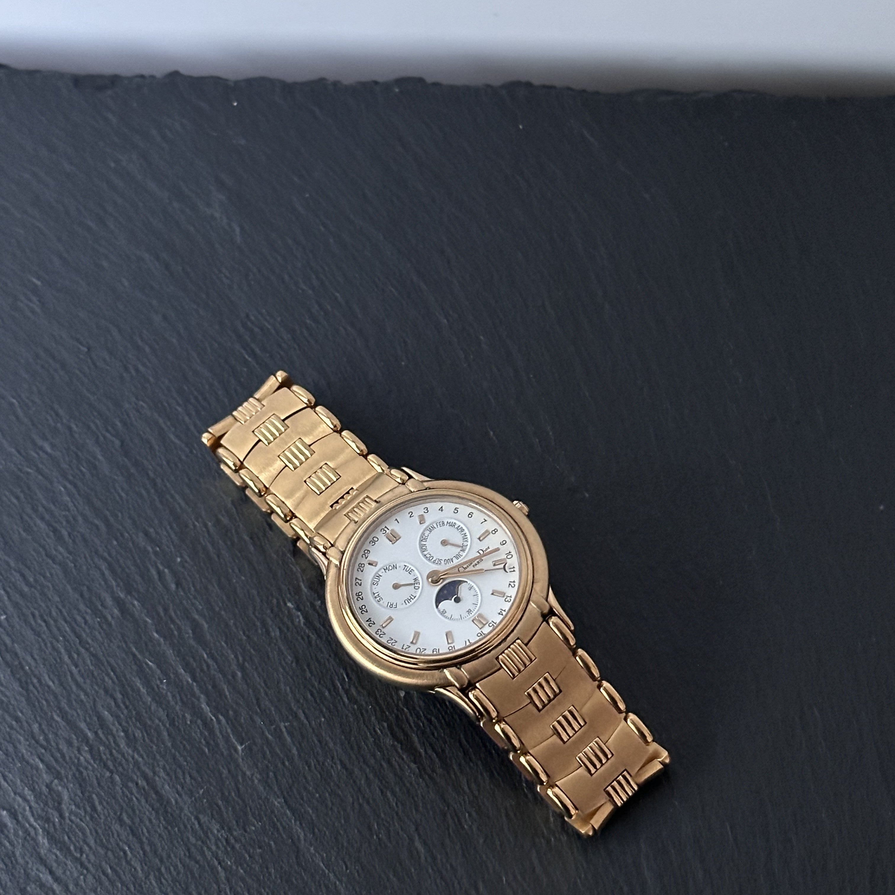 Dior Vintage Daytona Gold Watch with Moonphase – 1990s – Oh My Goldness ...
