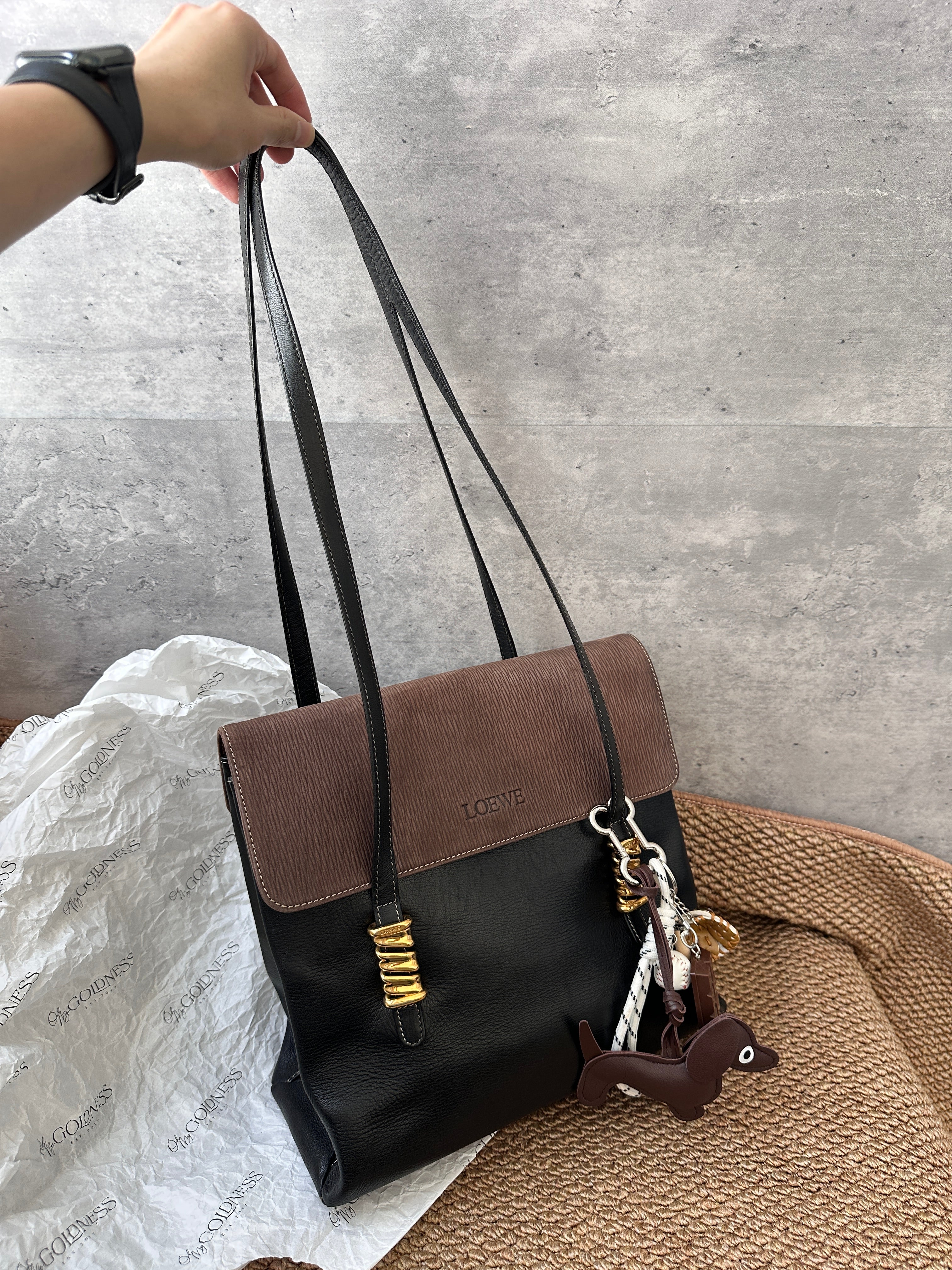 LOEWE Chocolate Brown & Black Snake-Bone Shoulder Bag 🤎 – Oh My ...